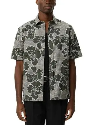 LES DEUX Charlie Floral Shirt - Olive Night