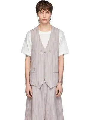 Adidas Y-3 Sport Uniform Pinstripe Tailored Vest - Chalk Pearl
