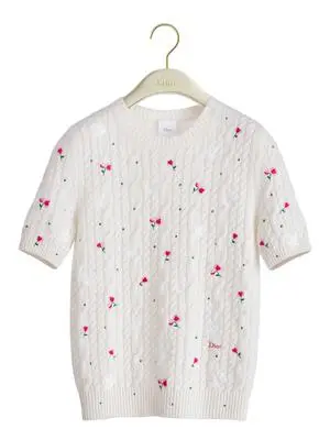 DIOR Amour Embroidered Short-sleeved Sweater