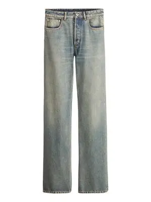 Dior Flared Stonewashed Cotton Denim Jeans - Blue Stonewashed Cotton Denim