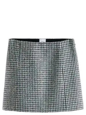 Dior Flared Miniskirt - Black And White Houndstooth Virgin Wool Blend With Multicolor Sequins