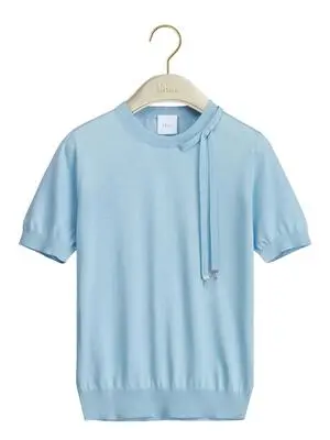 Dior Fitted Short-sleeved Sweater - Sky Blue Silk Knit
