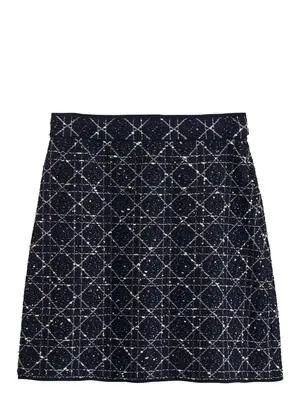Dior Flared Macrocannage Miniskirt - Navy Blue And Ecru Tweed