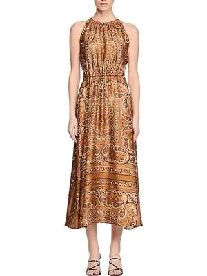Sandro Bandana Print Maxi Dress - Brown / Black
