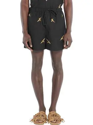 BAZISZT Columbus Embroidered 5.1" Shorts - Black