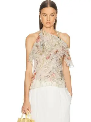 Alexander McQueen Halter Neck Ruffle Top - Ivory