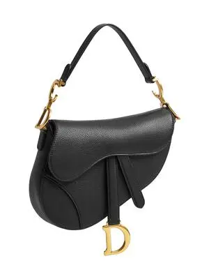 Dior Small Saddle Bag With Strap - Black Grained Calfskin