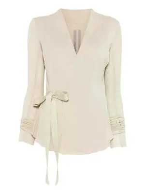 Rick Owens V-neck Cardigan With Ribbon Fastening - Neutrals