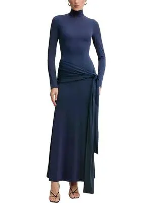 Bardot Alix Tie-Front Maxi Dress Blue