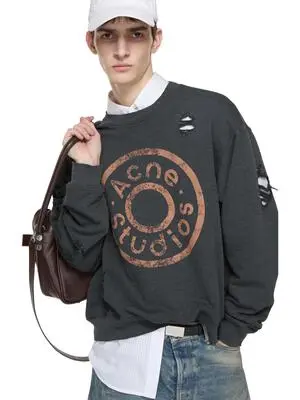 Acne Studios Sweater Printed Logo - Black Melange