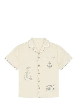 RYLEE + CRU Lapel Collar Shirt - Sailor