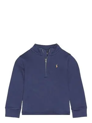 Polo Ralph Lauren Long Sleeve Interlock Mock Neck Half Zip - Light Navy