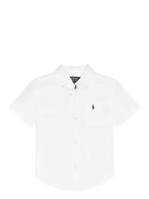 Polo Ralph Lauren Short Sleeve Cotton Seersucker Shirt - White & Navy