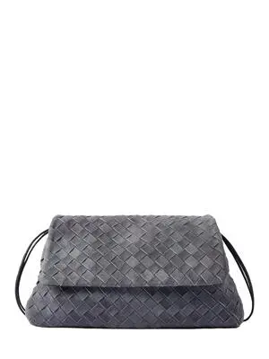 Bottega Veneta Giorno Intrecciato Suede Shoulder Bag - Blue