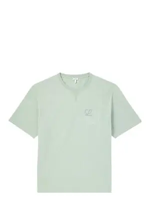Loewe Logo-embroidered Cotton-jersey T-shirt - Green