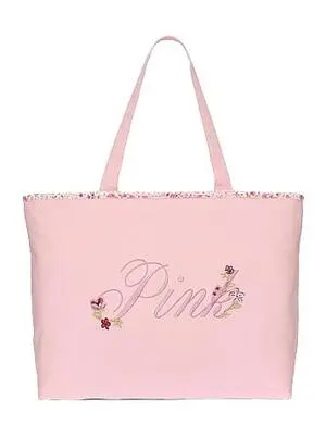 Victoria's Secret Floral Canvas Tote Bag - Pink