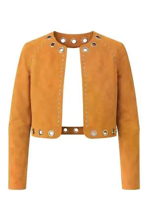 ZUT Darby Studded Suede Jacket Orange