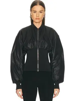 Atlein Ribbed Waist Bomber Jacket - Black