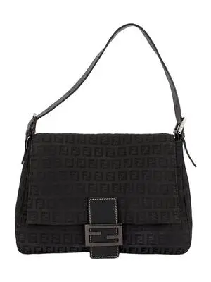 Fendi Zucchino Baguette Shoulder Bag - Black
