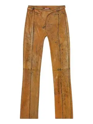 DIESEL® L-croc Leather Trousers - Brown