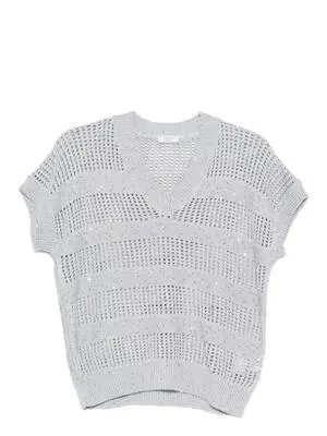 Peserico Sequin-embellished V-neck Sweater - Blue