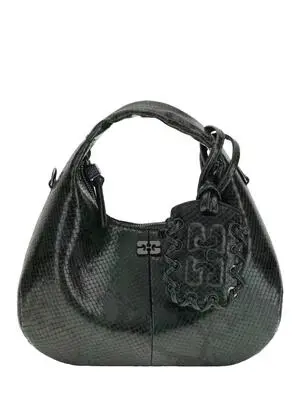 GANNI Mini Snake-Effect Shoulder Bag Green