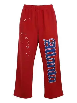 SP5DER Atlanta-print Track Pants - Red