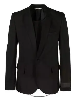Valentino Garavani Logo-patch Single-breasted Blazer - Black