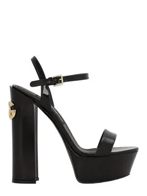 Dolce & Gabbana Polished Calfskin Platform Sandals - Black