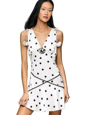 EN SAISON Abigail V-neck Mini Dress - Ivory & Black