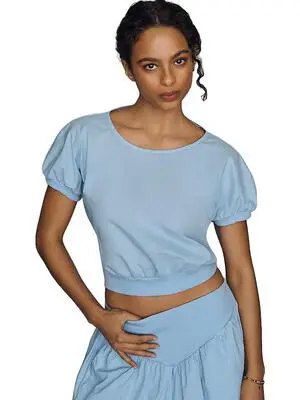 Stateside Stateside Pixie Cotton Poplin Crop Top Robins Egg