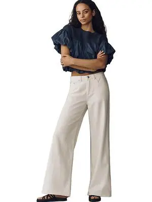 DL1961 Alex Aura Baggy Wide Leg Jeans - Eggshell Aura