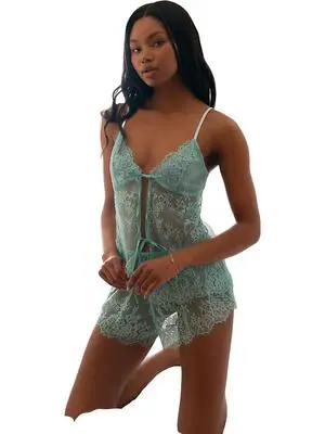 LYREBIRD Lace Flyaway Cami - Dusty Jade Green