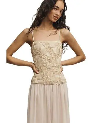 Endless Rose Textured Drop-waist Midi Dress - Neutral