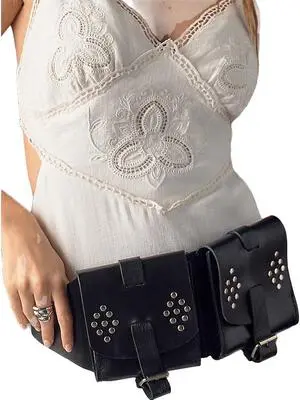 Z & L EUROPE Z & L Rogue Studded Leather Double-Pocket Belt