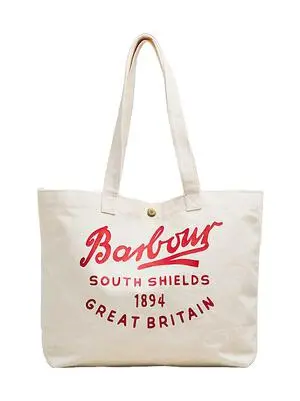 Barbour Script Cotton Canvas Tote Bag - Red Logo
