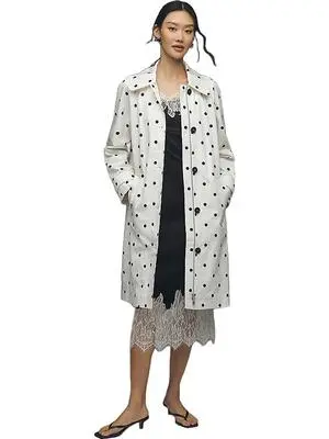 Avec Les Filles Polka Dot Car Coat Jacket - Ivory Polka Dot
