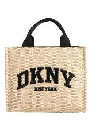 Dkny Handbag In Raffia And Gabardine - Beige