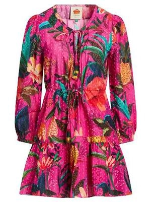 Farm Rio Leopard Flowers Mini Dress - Fuchsia