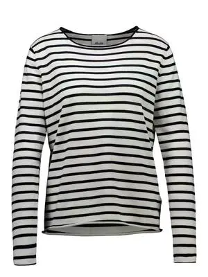 ALLUDE Striped Long Sleeve Top - White
