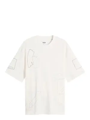 WAX LONDON Milton Shapes Embroidery T-shirt - Ecru
