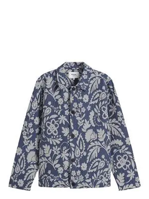 WAX LONDON Iggy Floral Jacquard Jacket - Blue/ecru