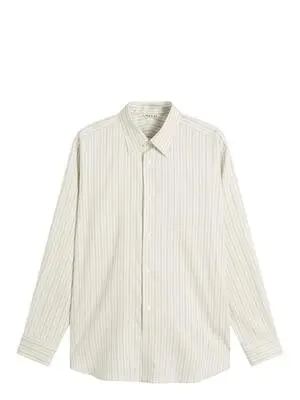 Auralee Cotton Silk Stripe Shirt - Ivory Stripe