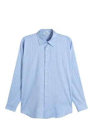 Auralee Cotton Silk Stripe Shirt - Sax Blue Stripe