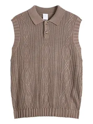 JORDAN Cable Knit Golf Vest - Olive Grey