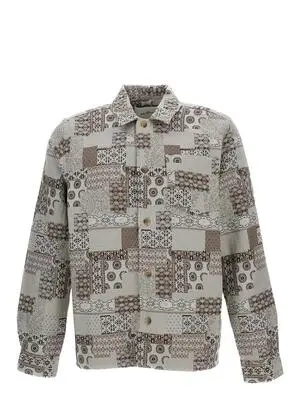 LES DEUX Jacquard Shirt Jacket - Beige
