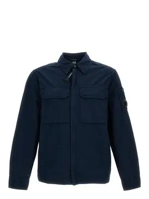 C.P. COMPANY Giacca/camicia Over Con Zip In Gabardine Organico - Blu