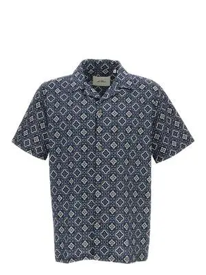 LES DEUX Short-sleeved Shirt With Arabesque Pattern - Blue