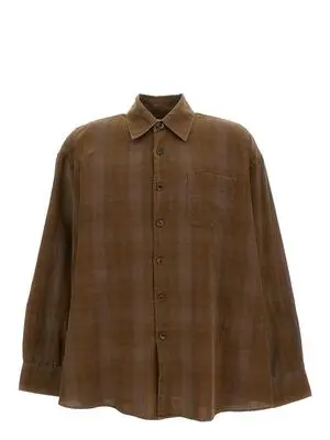 Our Legacy Borrowed Shirt With Check Pattern - Brown