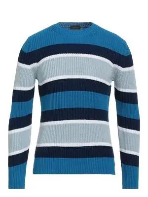 ZANONE Striped Cotton Sweater - Blue